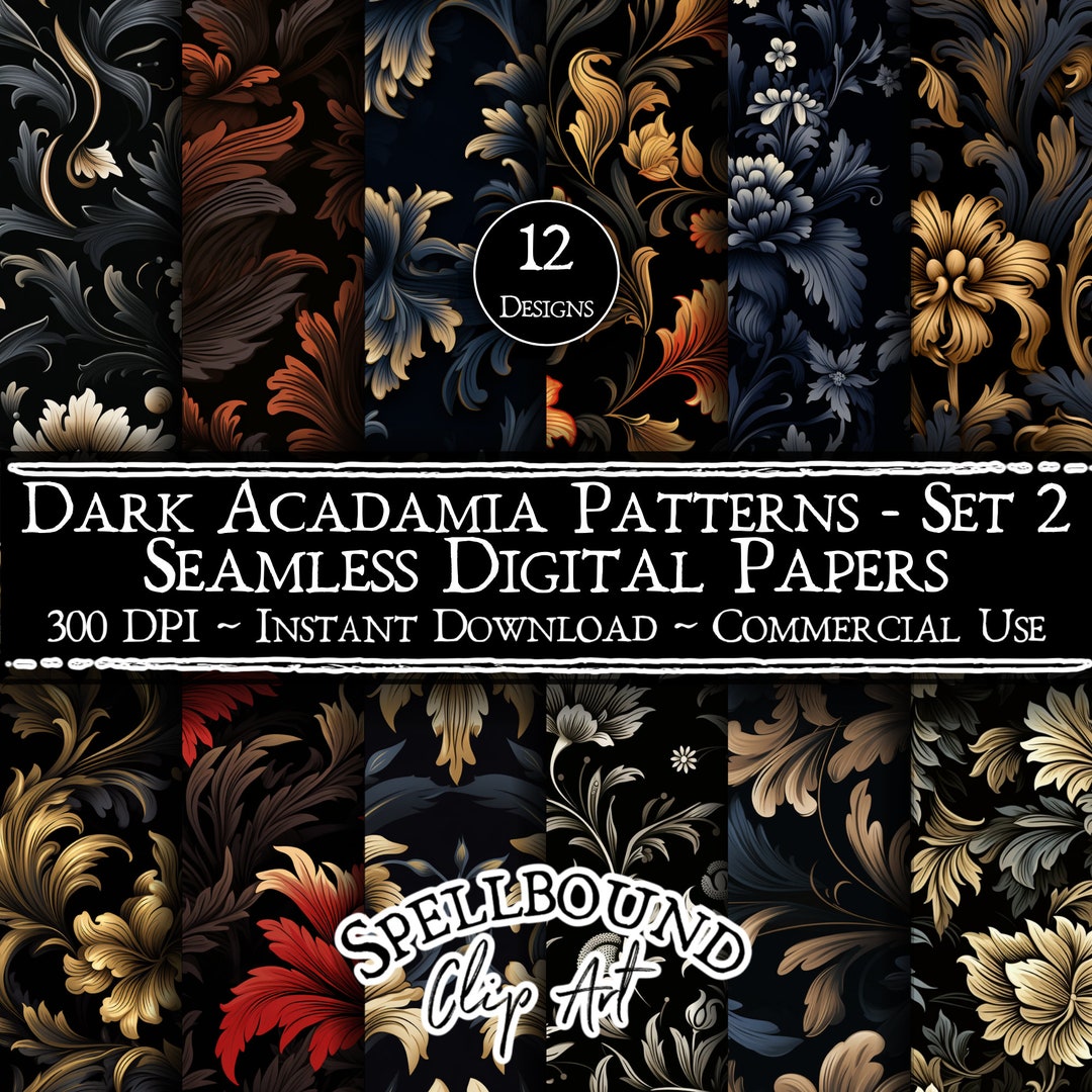 Dark Academia Seamless Digital Papers, Commercial Use, Instant Download ...