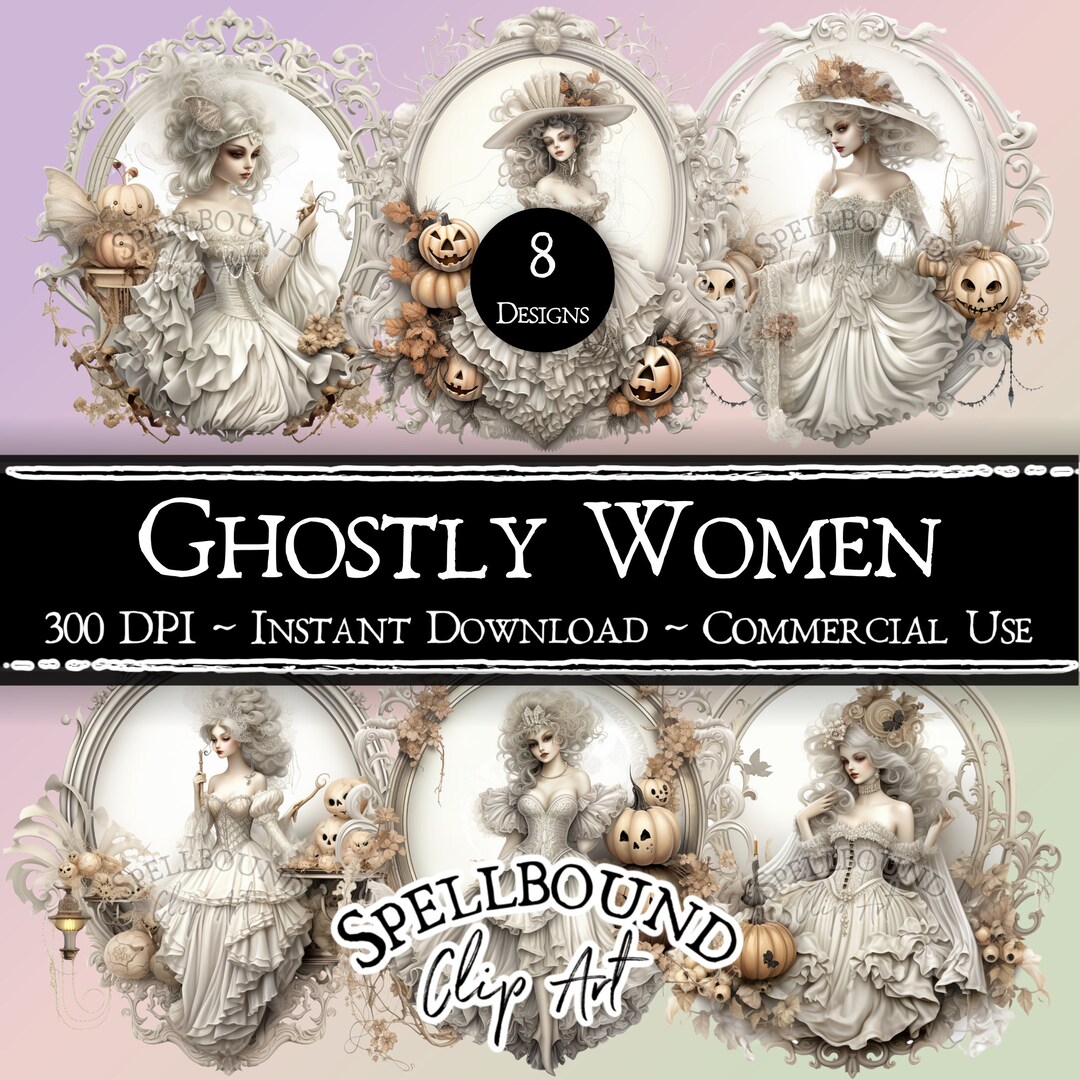 Ghostly Women Digital Clipart, Commercial Use, Instant Download, Fall ...