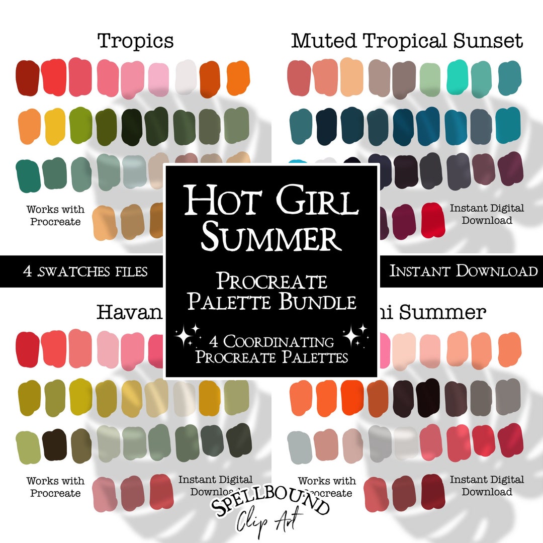 Procreate Color Palette Bundle, Summer, Bright, Tropical, Color ...