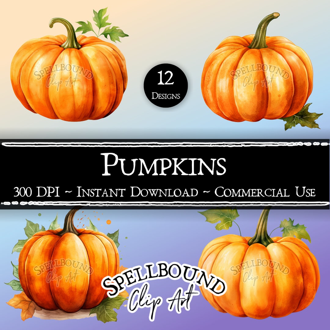 Pumpkin Digital Clipart Commercial Use Instant Download Halloween Fall ...