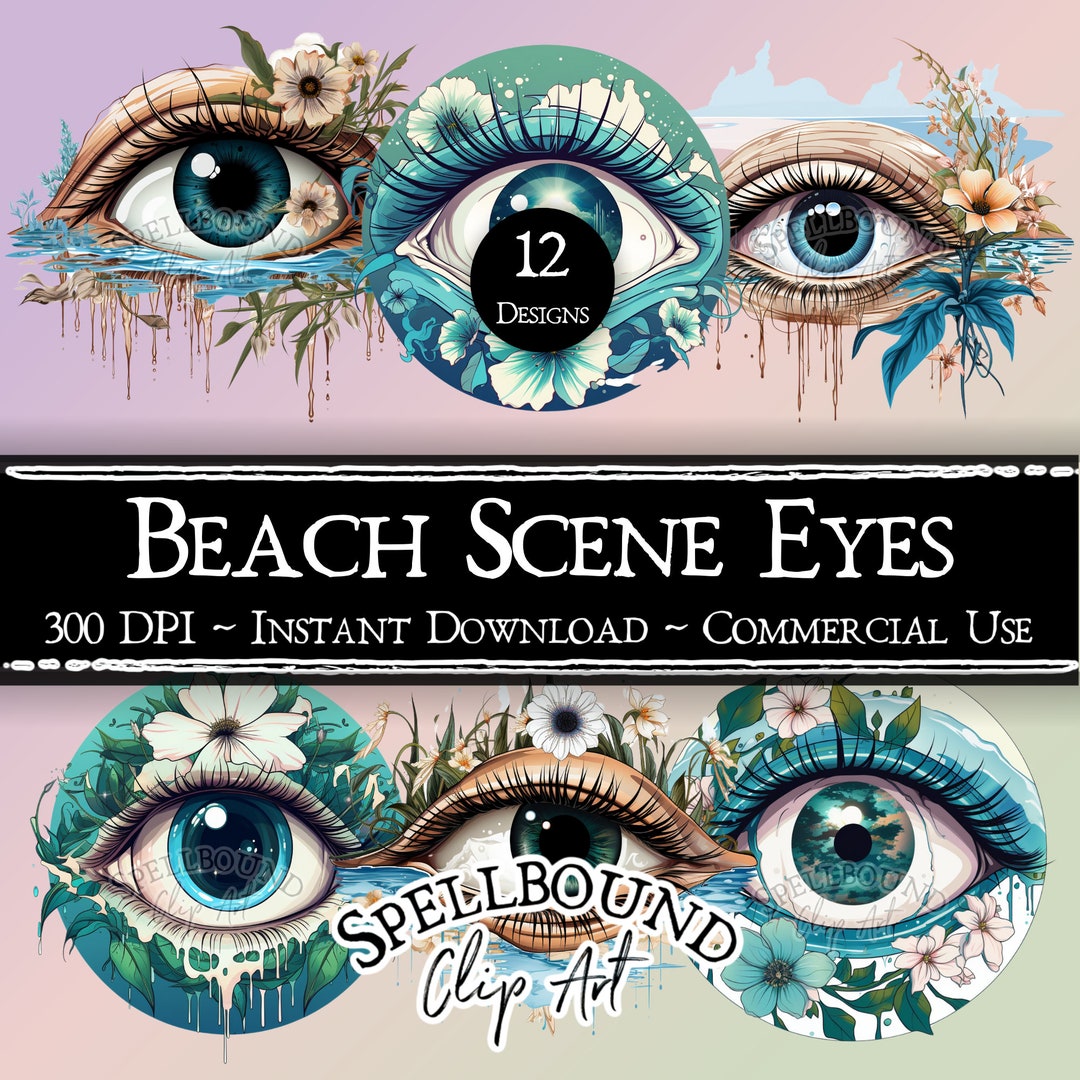Beach Scene Eyes Digital Clipart, Commercial Use, Instant Download ...