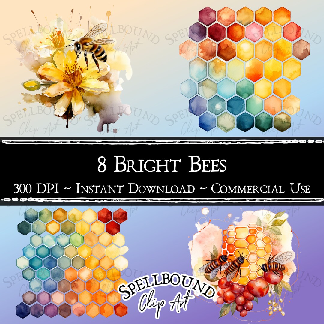 Bright Bees Digital Clipart Commercial Use Instant Download - Etsy