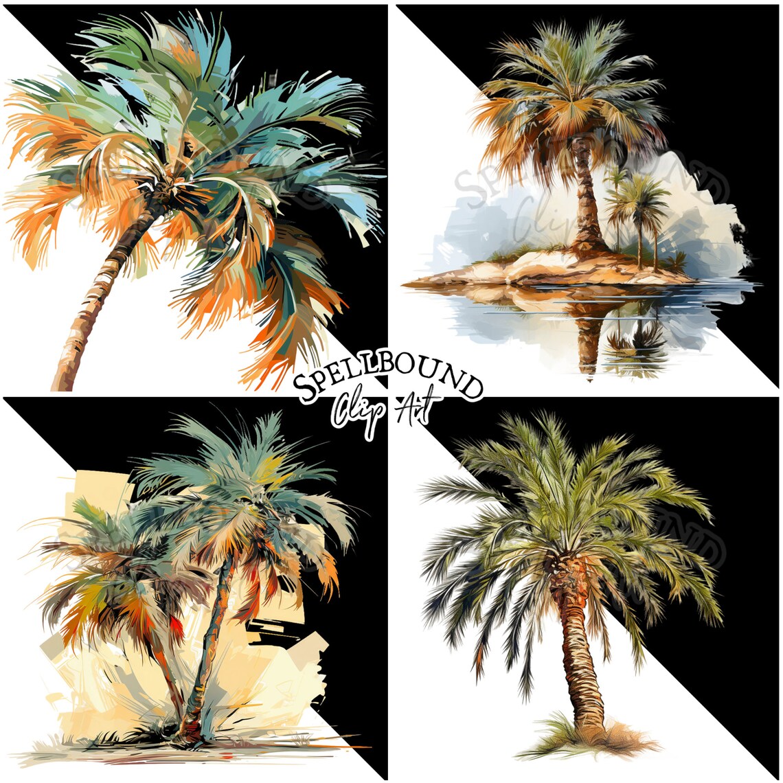 Palm Trees Digital Clipart, Commercial Use, Instant Download, Summer ...
