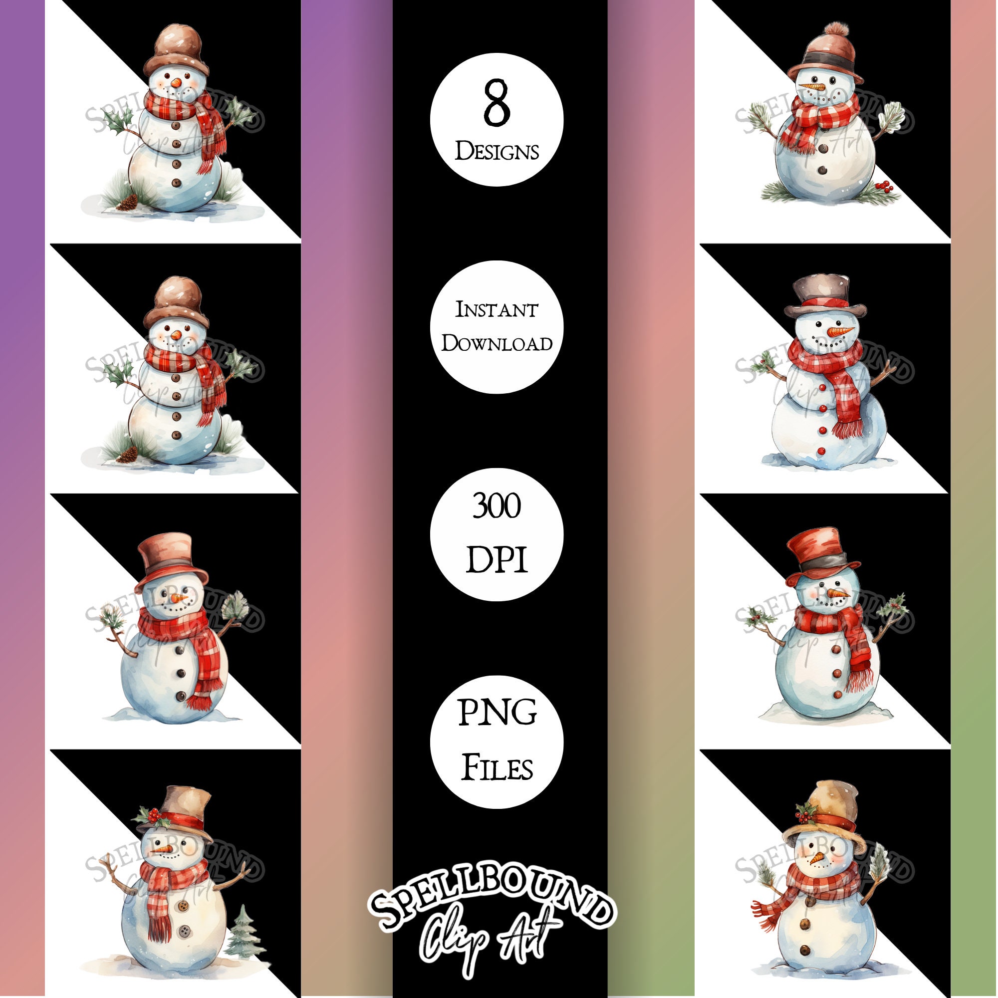 Snowman Digital Clipart, Commercial Use, Instant Download, Christmas ...