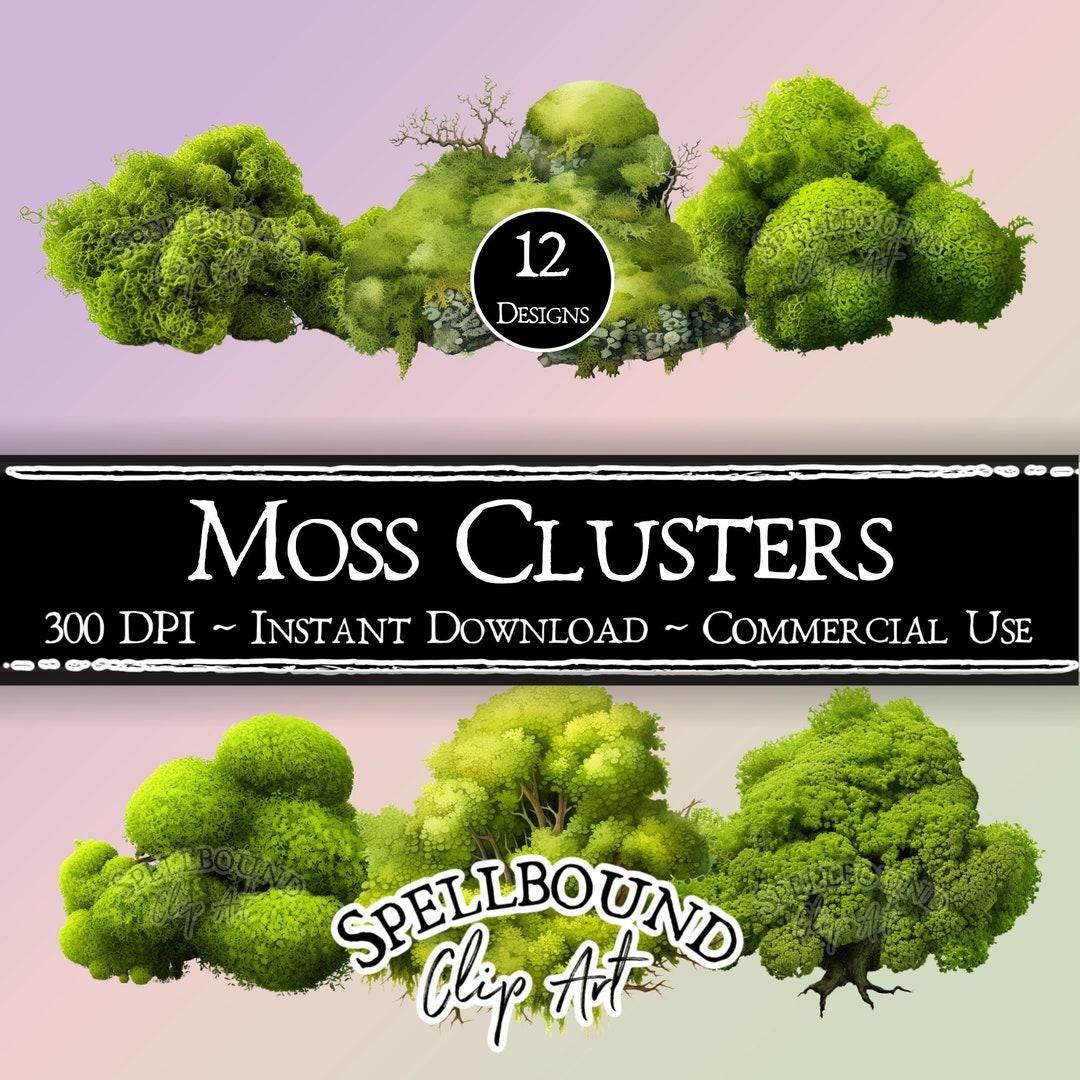 Moss Clusters Digital Clipart, Commercial Use, Instant Download, Nature ...