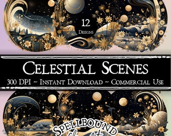 Watercolor Starry Night Sky Clipart Bundle 20 Celestial and Mystical ...