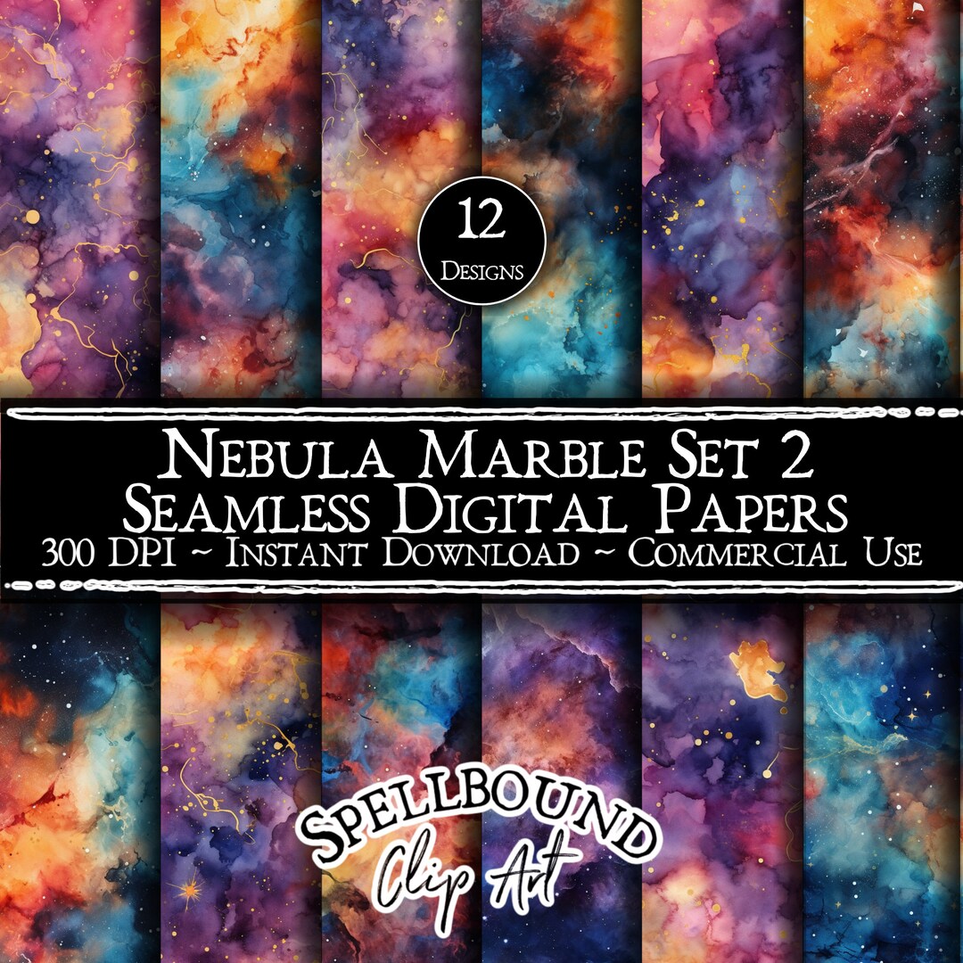 Nebula Galaxy Marble Seamless Digital Papers, Commercial Use, Instant ...
