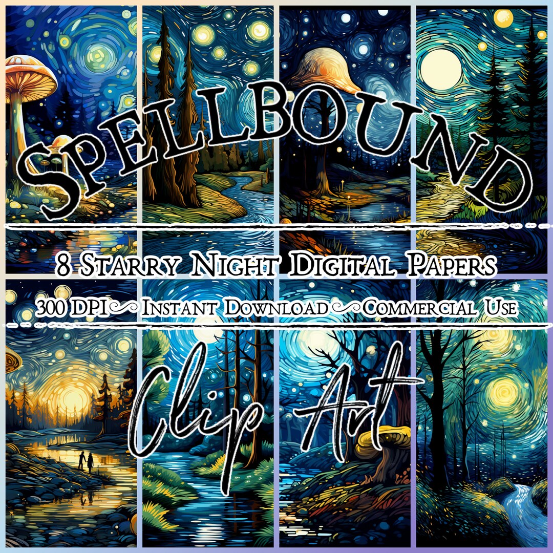 Starry Night Inspired Digital Papers Commercial Use Instant - Etsy