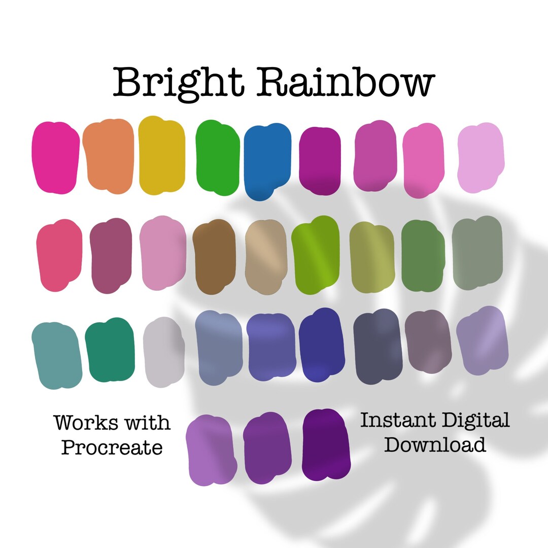 Procreate Color Palette, Rainbow, Bright Colors, Color Swatches, iPad ...