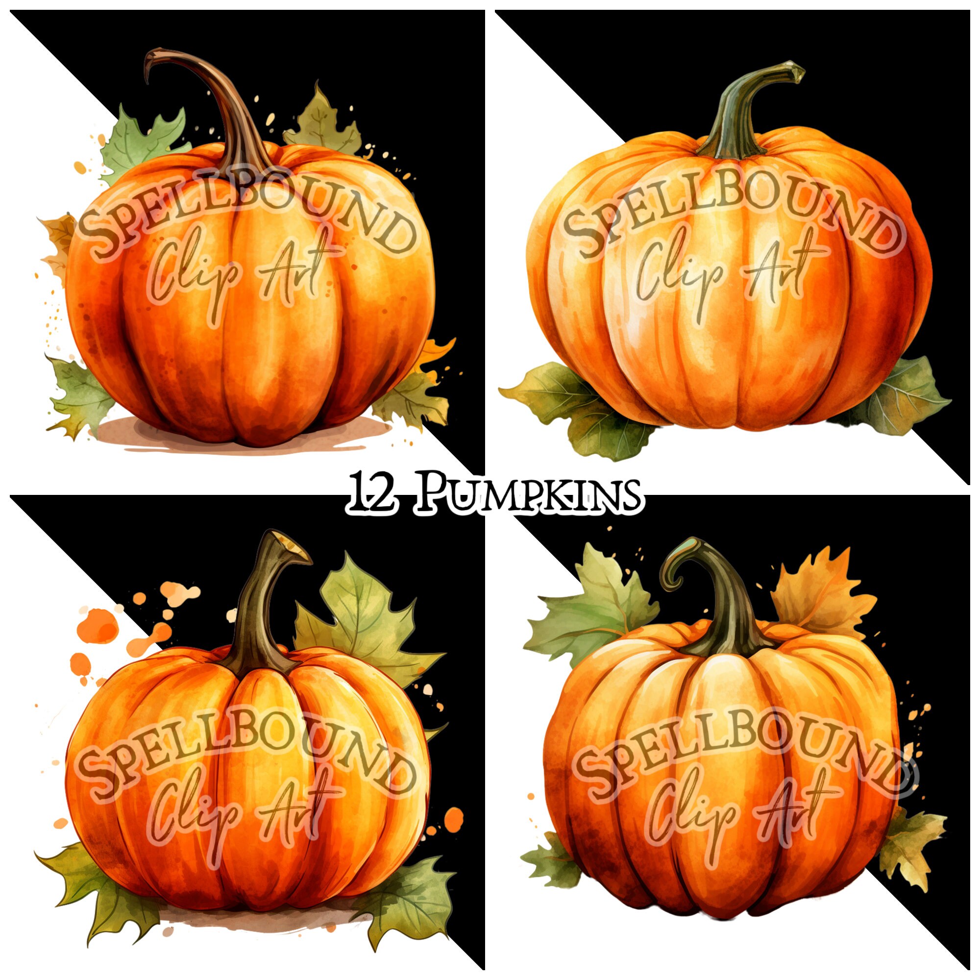 Pumpkin Digital Clipart Commercial Use Instant Download - Etsy