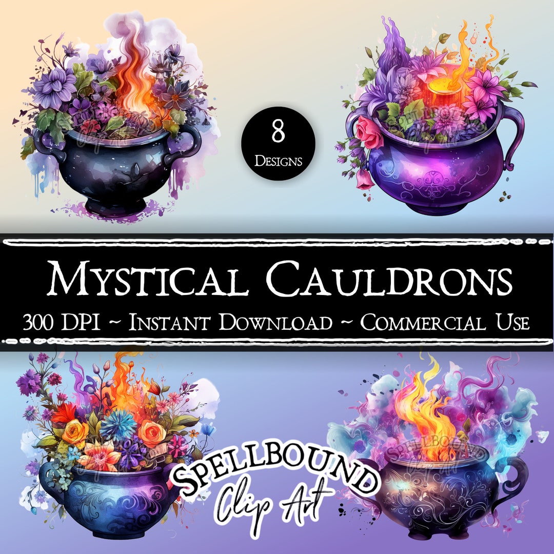 Mystical Witch Cauldrons Digital Clipart, Commercial Use, Instant ...