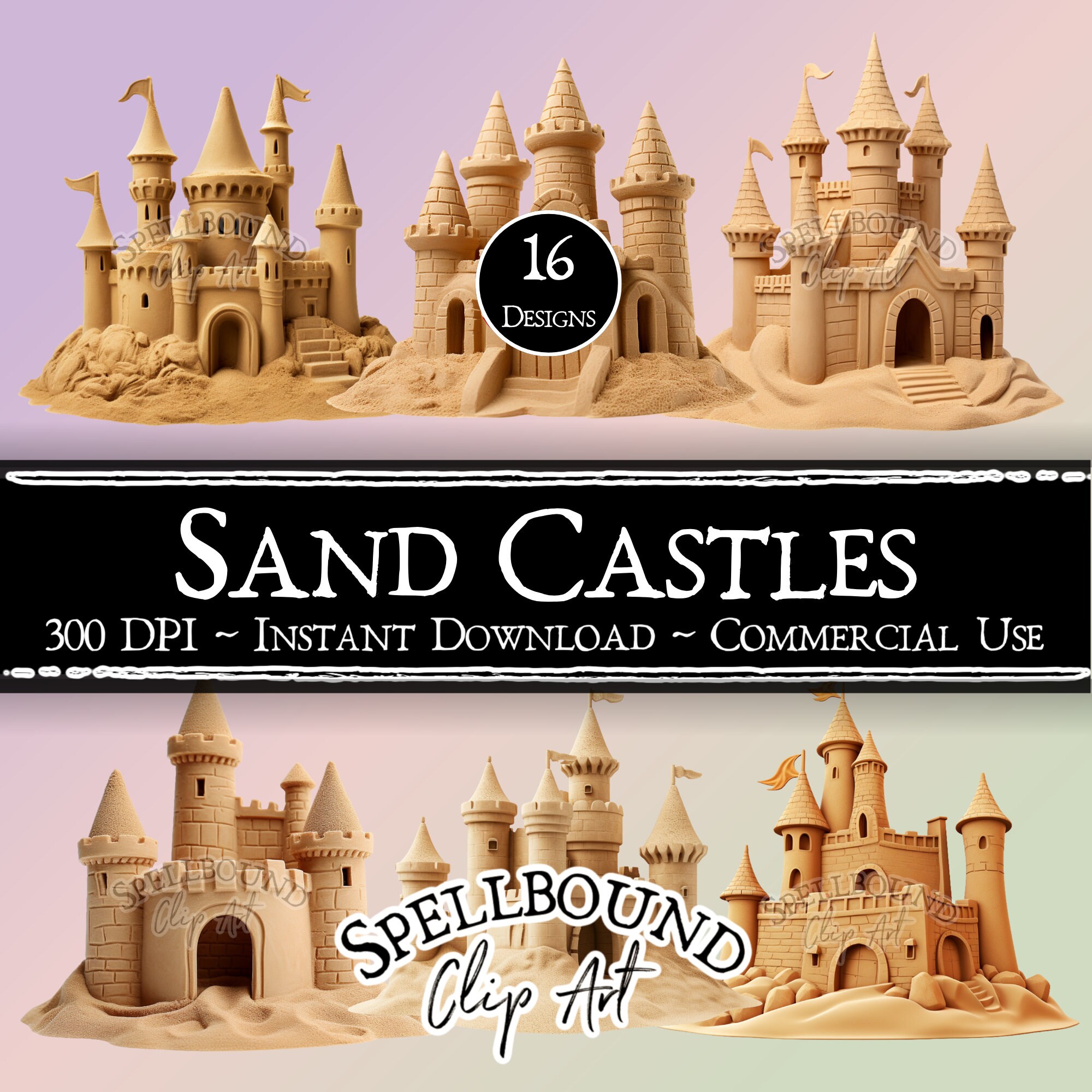 Sand Castles Digital Clipart, Commercial Use, Instant Download, Summer ...