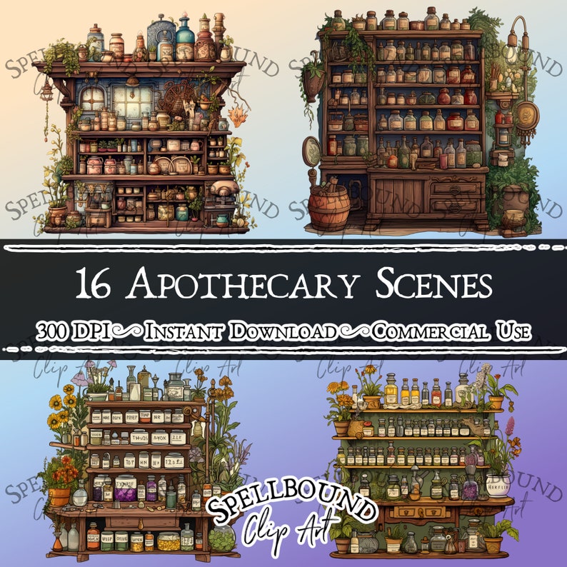 Apothecary Digital Clipart, Commercial Use, Instant Download, Witch ...