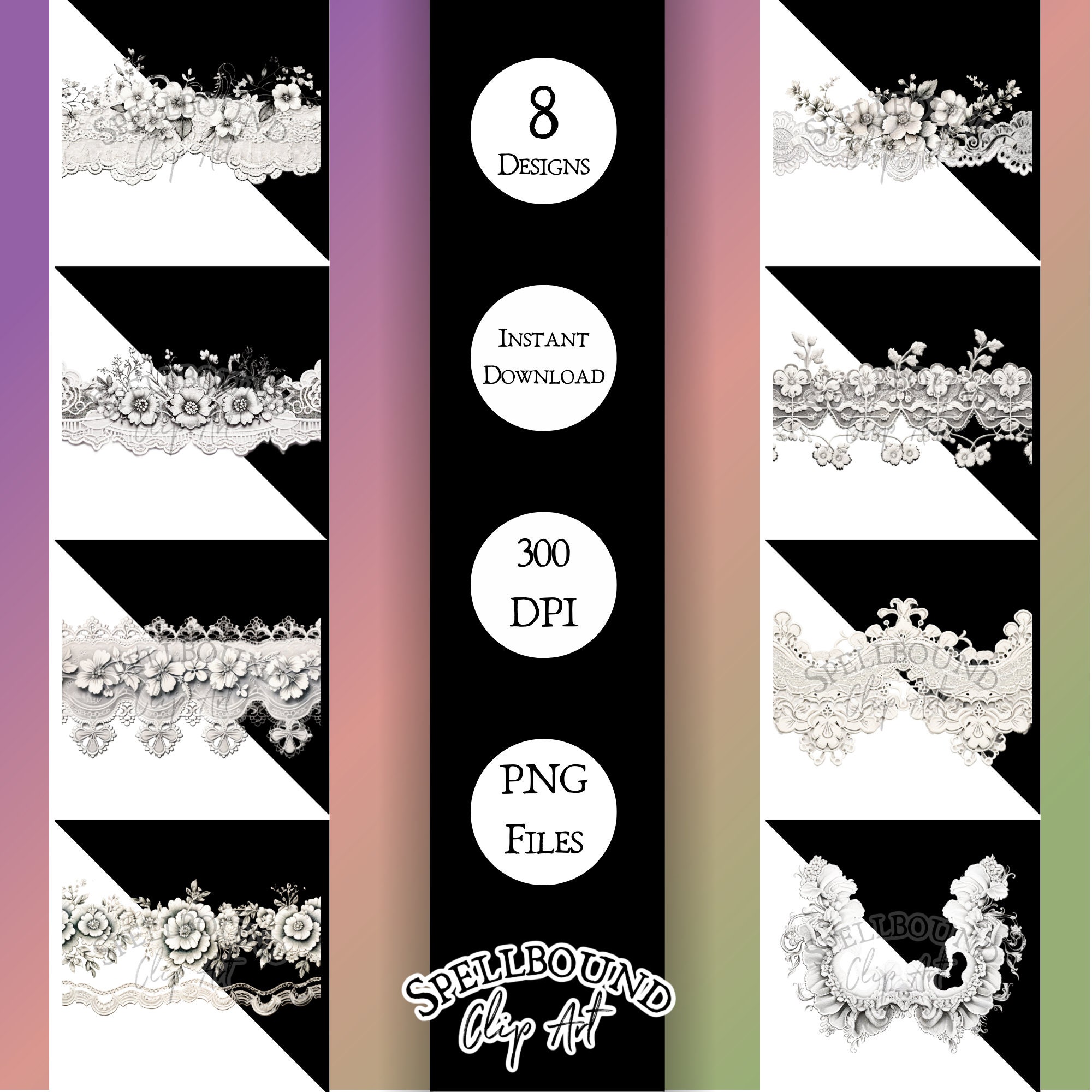 Vintage Lace Borders Digital Clipart, Commercial Use, Instant Download ...