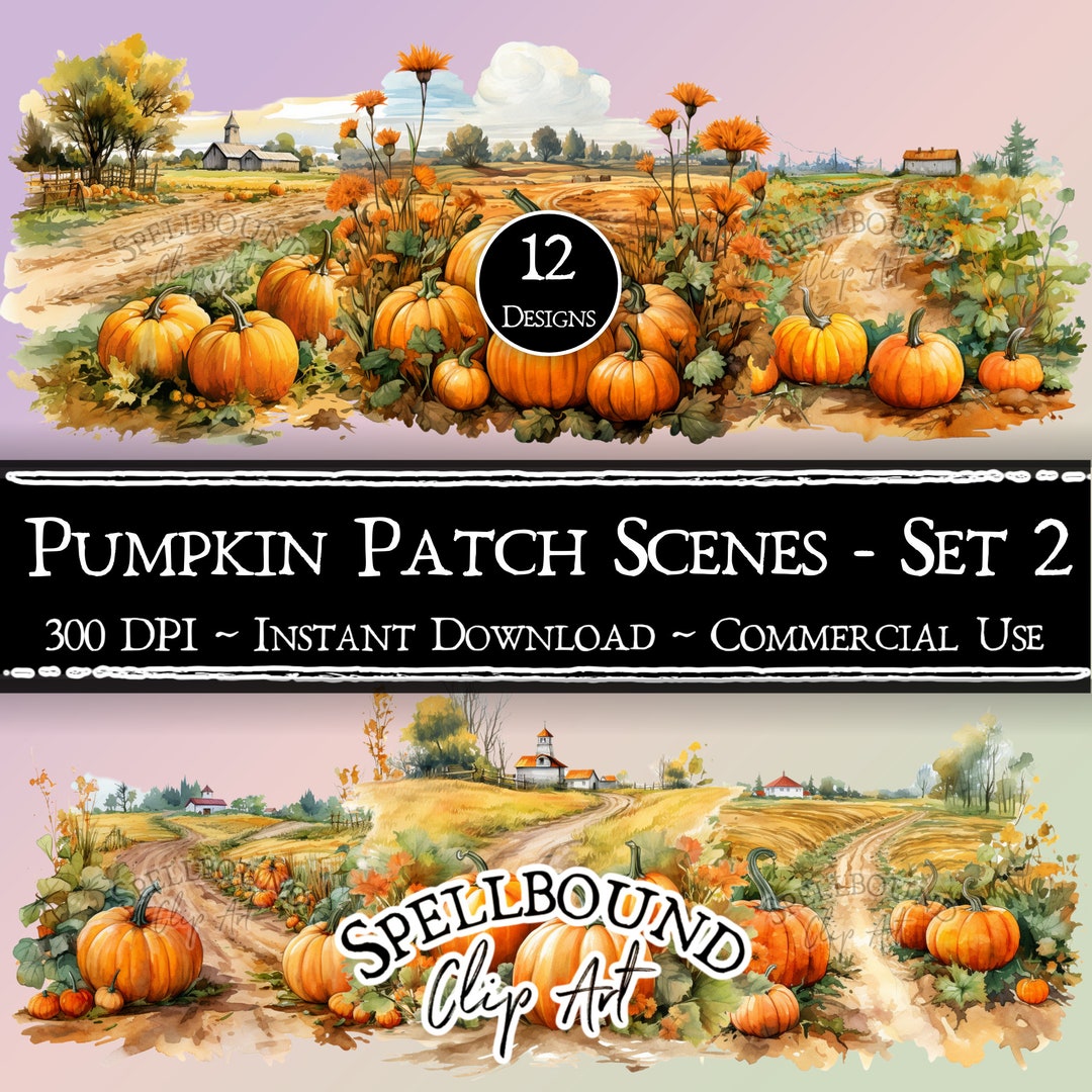 Watercolor Pumpkin Patch Clipart, Commercial Use, Instant Download ...