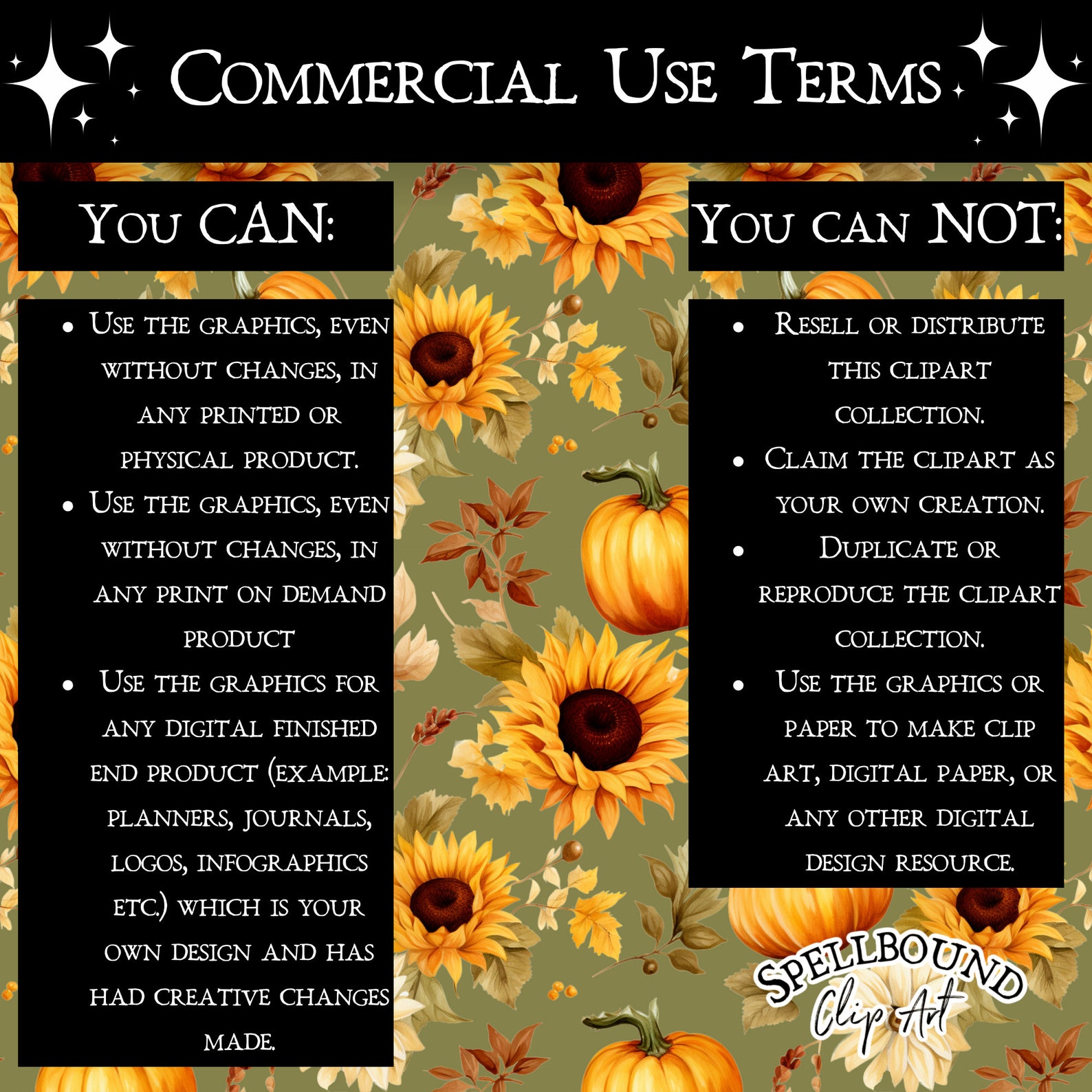 Sunflower and Pumpkin Digital Papers, Seamless, Commercial Use, Instant ...