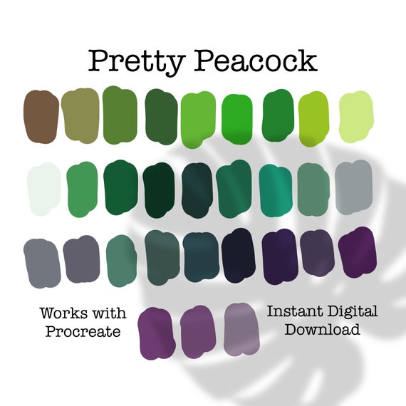 Muestras De Color Verde Pavo Real Paleta De Colores Peacock Procreate,