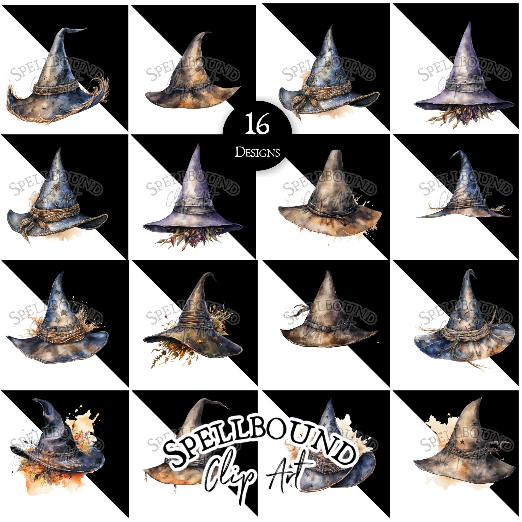 Witch Hat Digital Clipart, Commercial Use, Instant Download, Fall ...