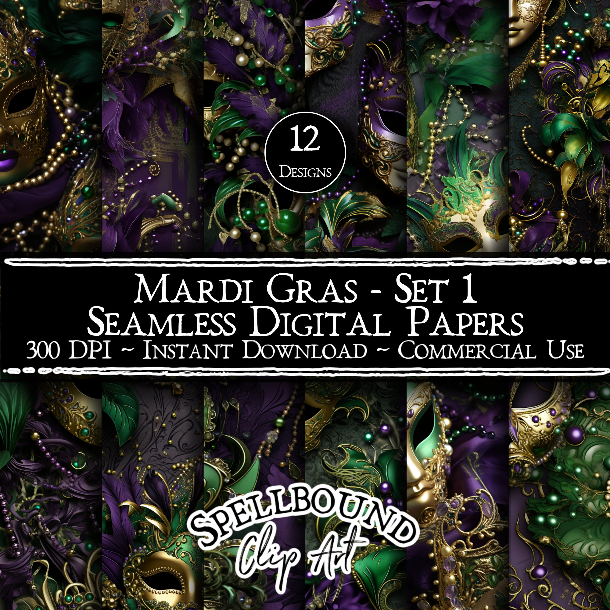 Mardi Gras Seamless Digital Papers, Commercial Use, Instant Download ...