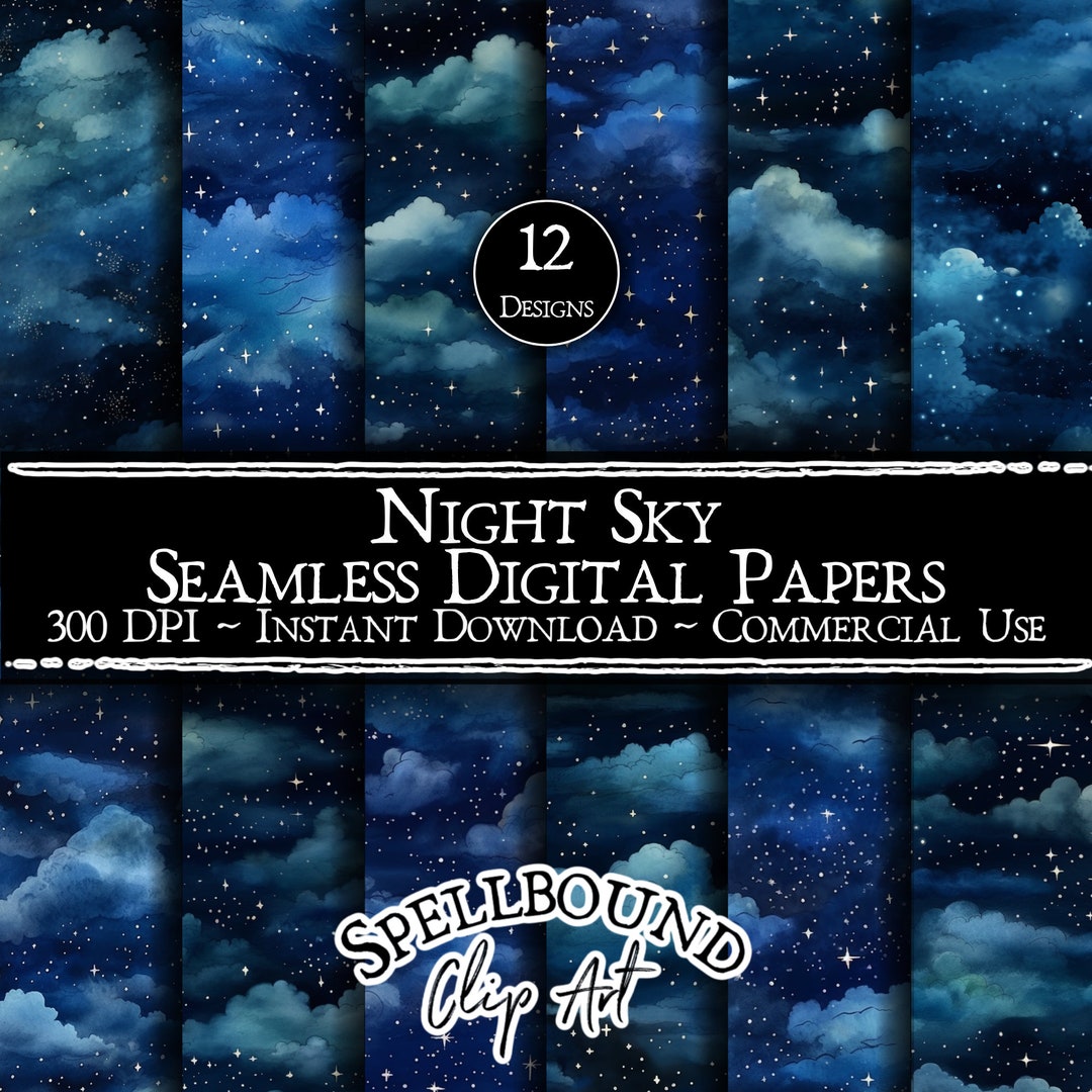 Night Sky Seamless Digital Papers, Commercial Use, Instant Download ...