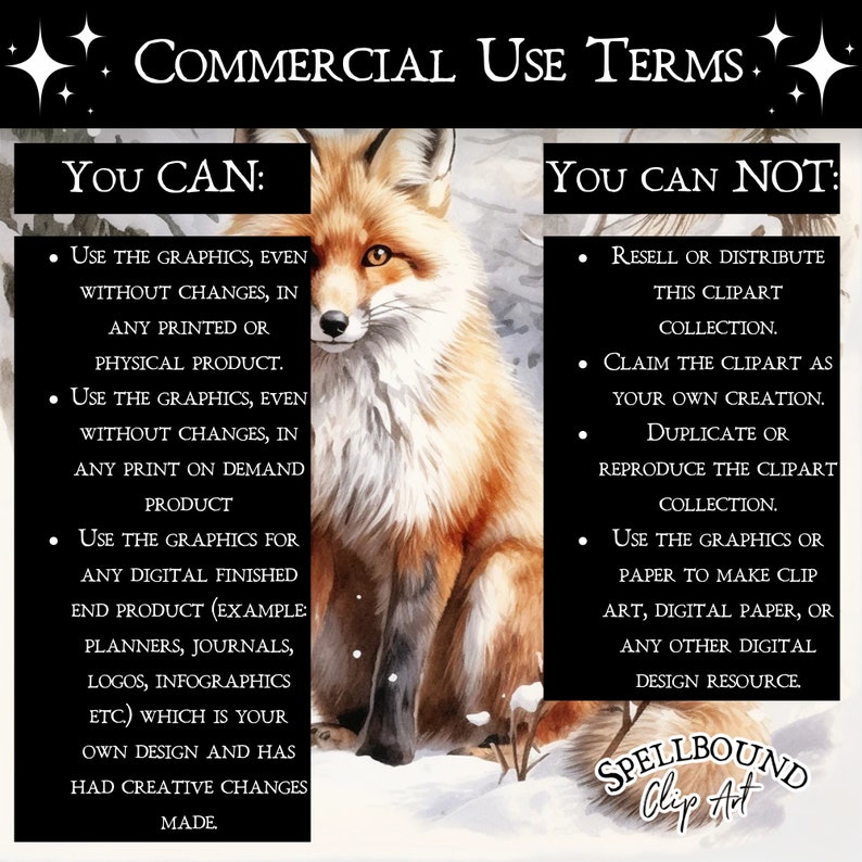 Winter Foxes Digital Clipart, Commercial Use, Instant Download ...