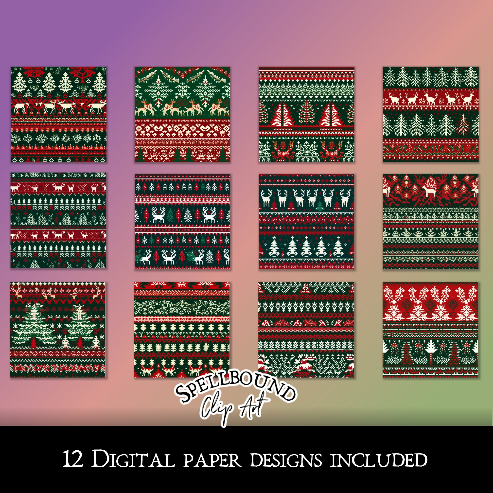 VERY Ugly Christmas Sweater Pattern Seamless Digital Papers, Commercial ...