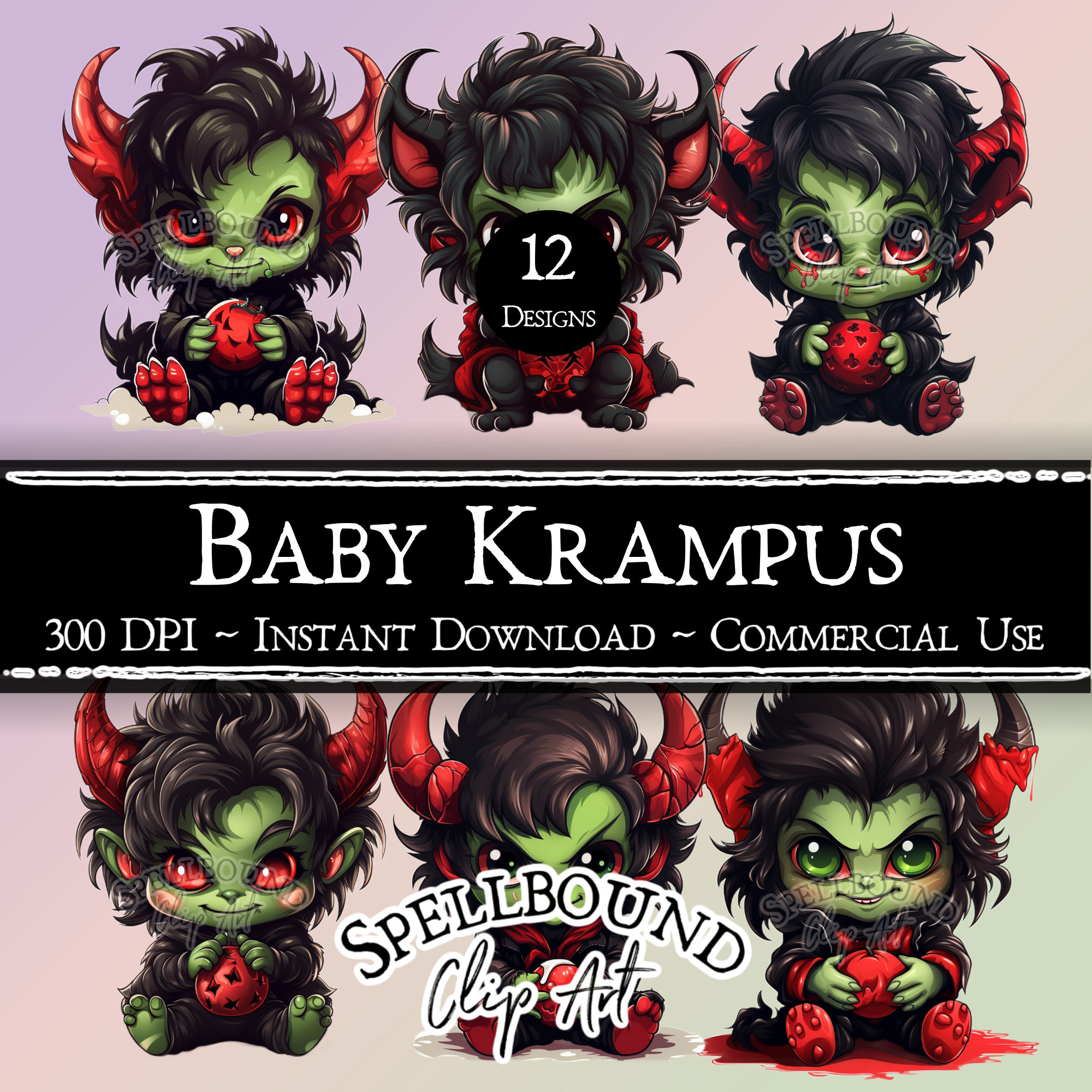 Cute Baby Krampus Digital Clipart, Commercial Use, Instant Download ...