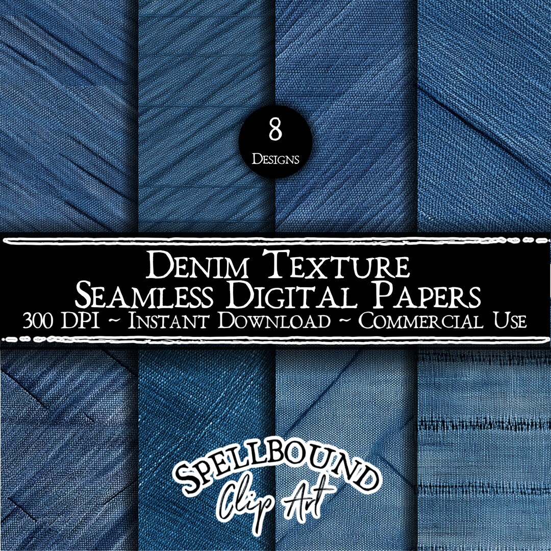 Denim Texture Seamless Digital Papers, Commercial Use, Instant Download, Clipart, Denim ...
