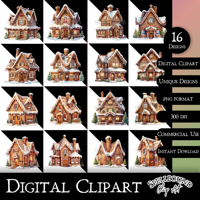 Gingerbread House Digital Clipart, Commercial Use, Instant Download ...