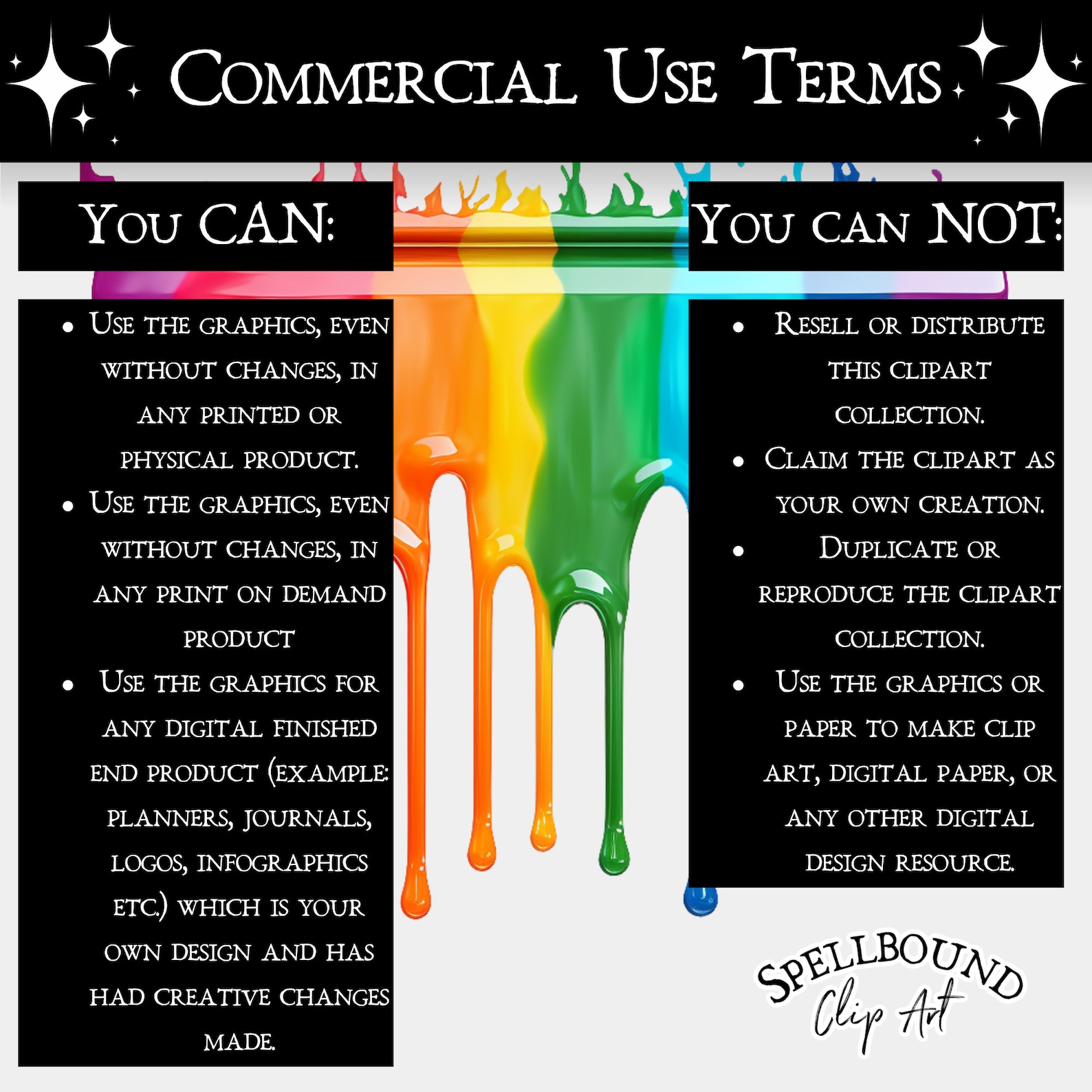 Rainbow Paint Drip Borders Digital Clipart, Commercial Use, Instant ...