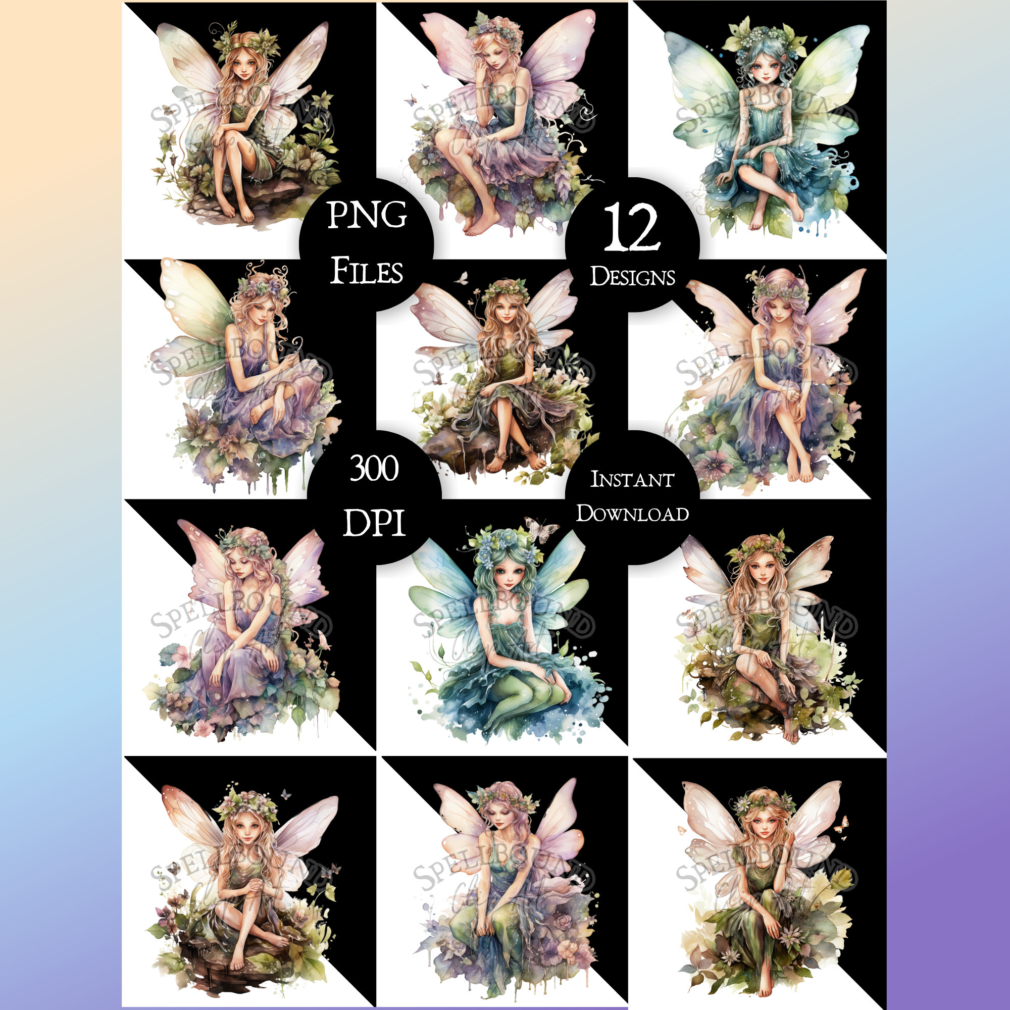 Cute Fairies Digital Clipart Commercial Use Instant Download Pastel ...