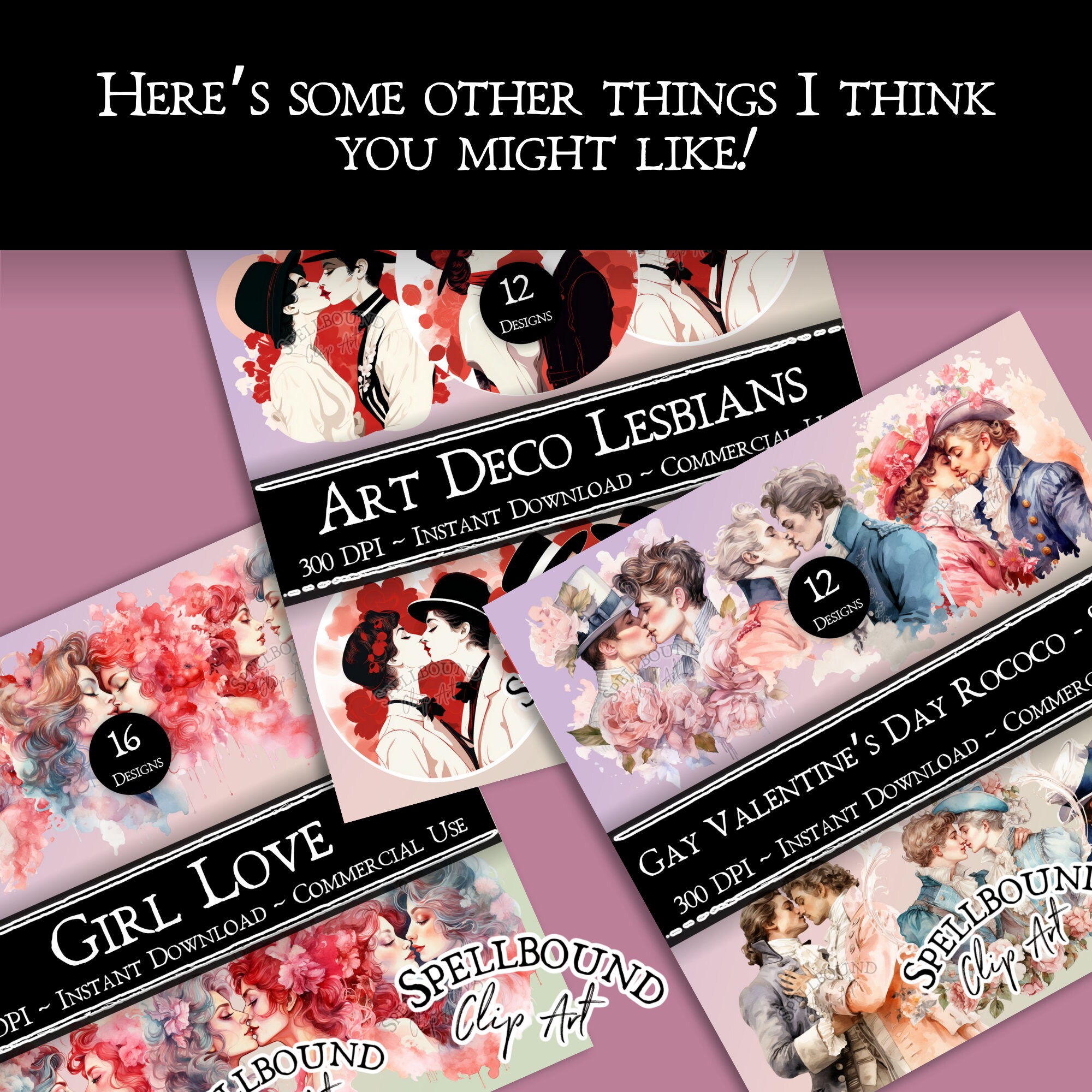 Lesbian Rococo Digital Clipart, Commercial Use, Instant Download, Gay ...