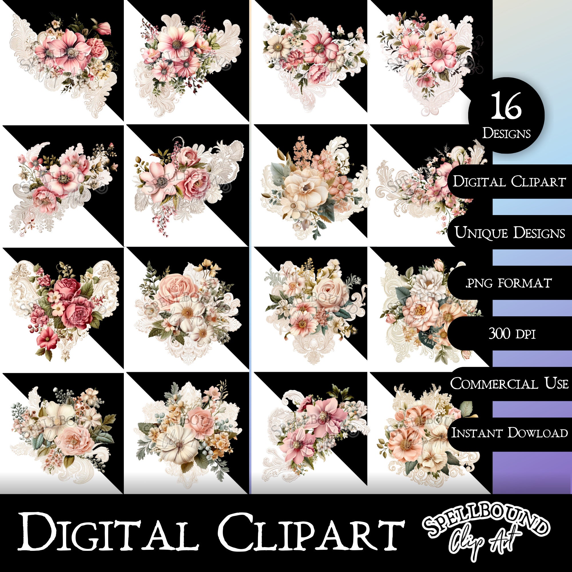 Pink Filagree Ephemera Digital Clipart Commercial Use - Etsy
