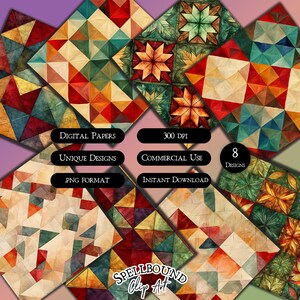 Quilt Pattern Seamless Digital Papers, Commercial Use, Instant Download ...