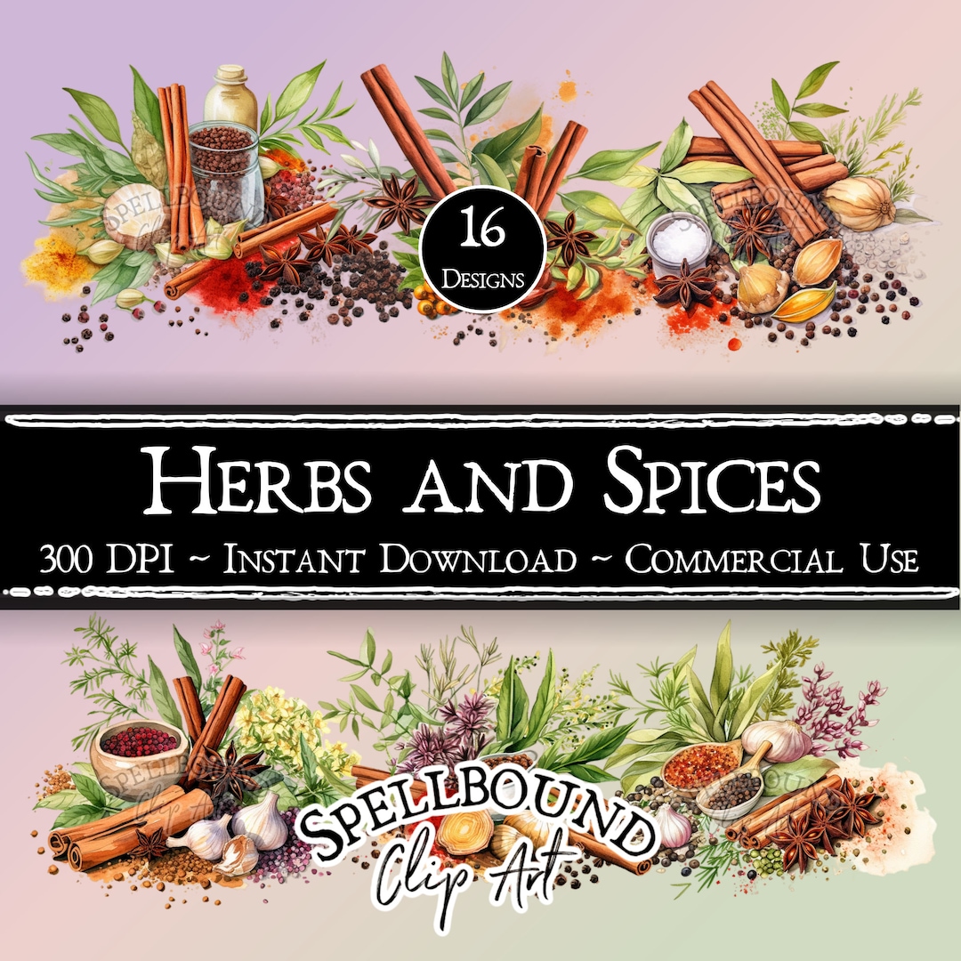 Herbs and Spices Digital Clipart, Commercial Use, Instant Download, PNG ...