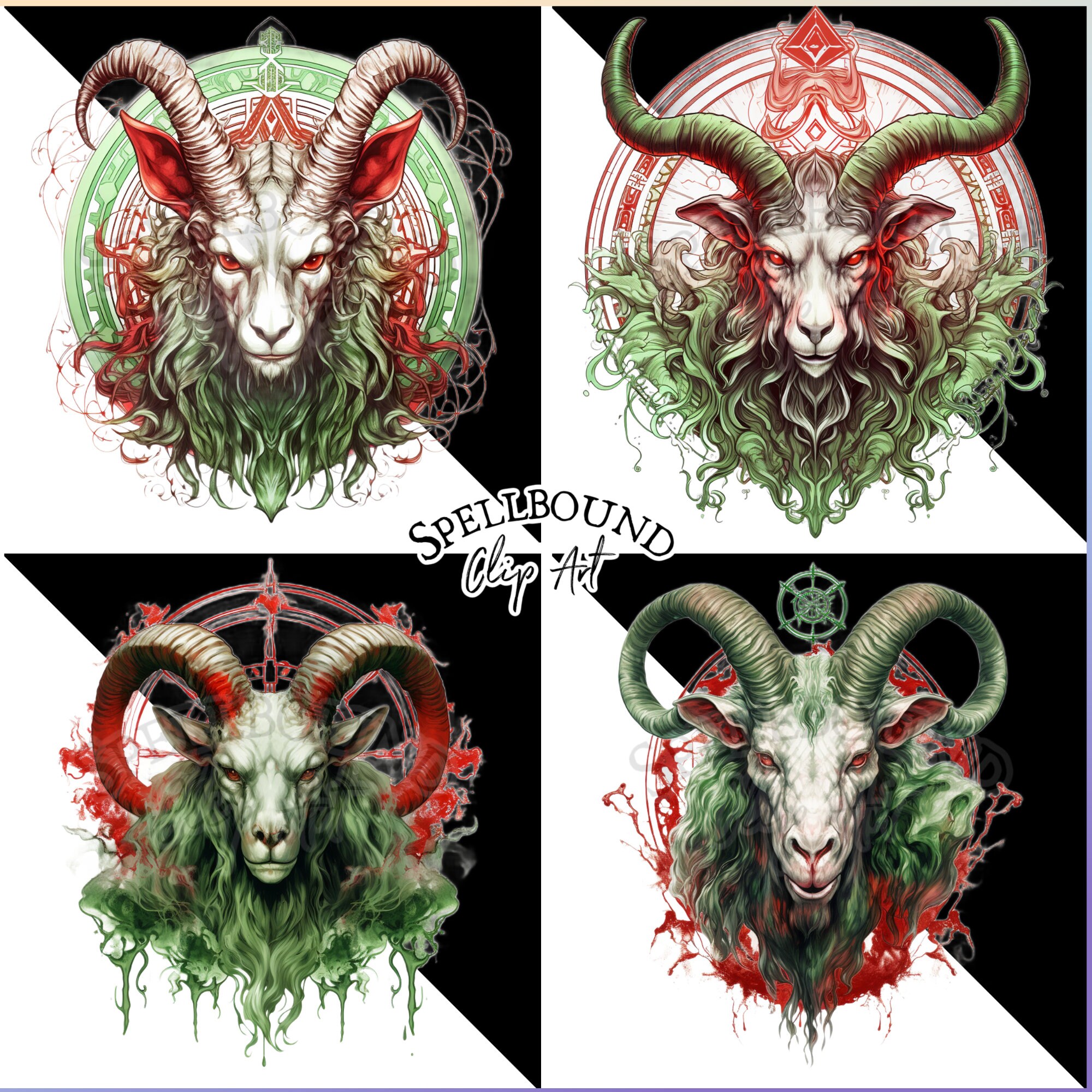 Christmas Baphomet Digital Clipart, Commercial Use, Instant Download ...