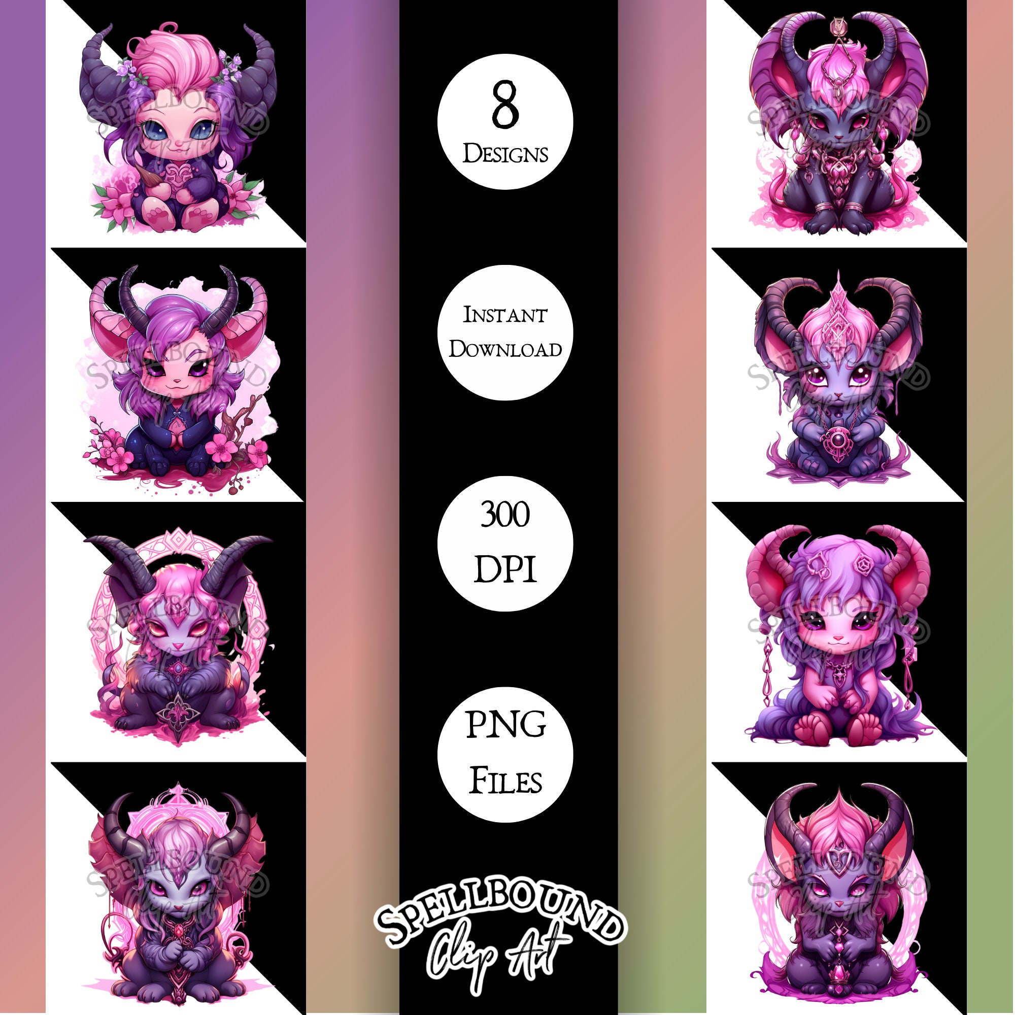 Chibi Cute Baphomet Digital Clipart, Commercial Use, Instant Download ...