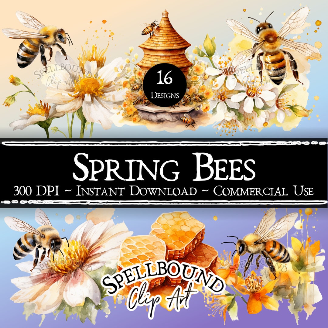 Spring Bees Digital Clipart, Commercial Use, Instant Download, Bee Clip ...