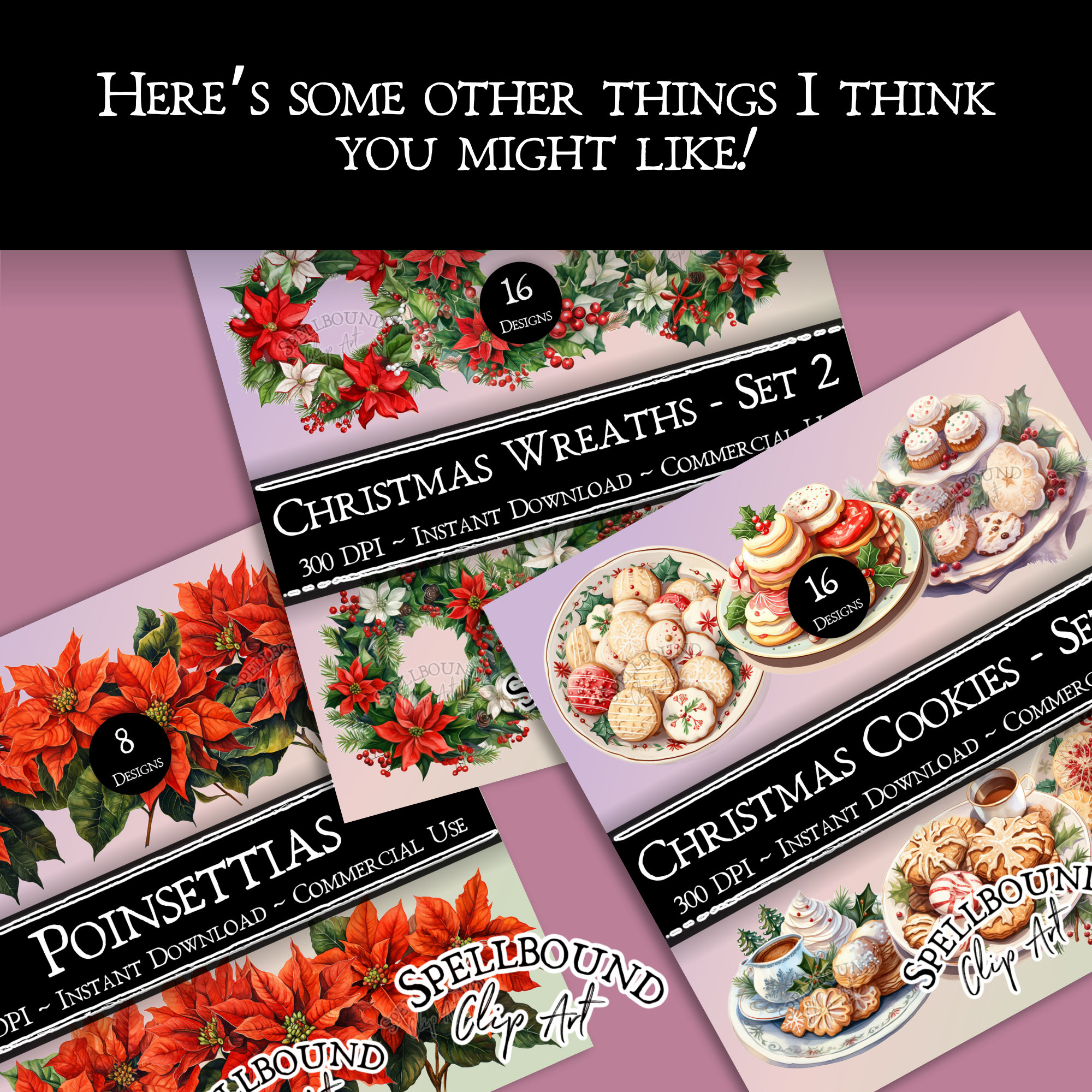 Watercolor Poinsettias Digital Clipart, Commercial Use, Instant ...