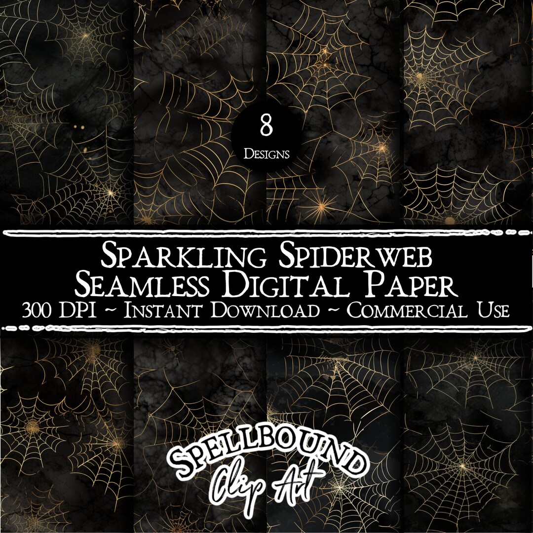 Sparkling Spiderweb Digital Papers, Seamless, Commercial Use, Instant ...