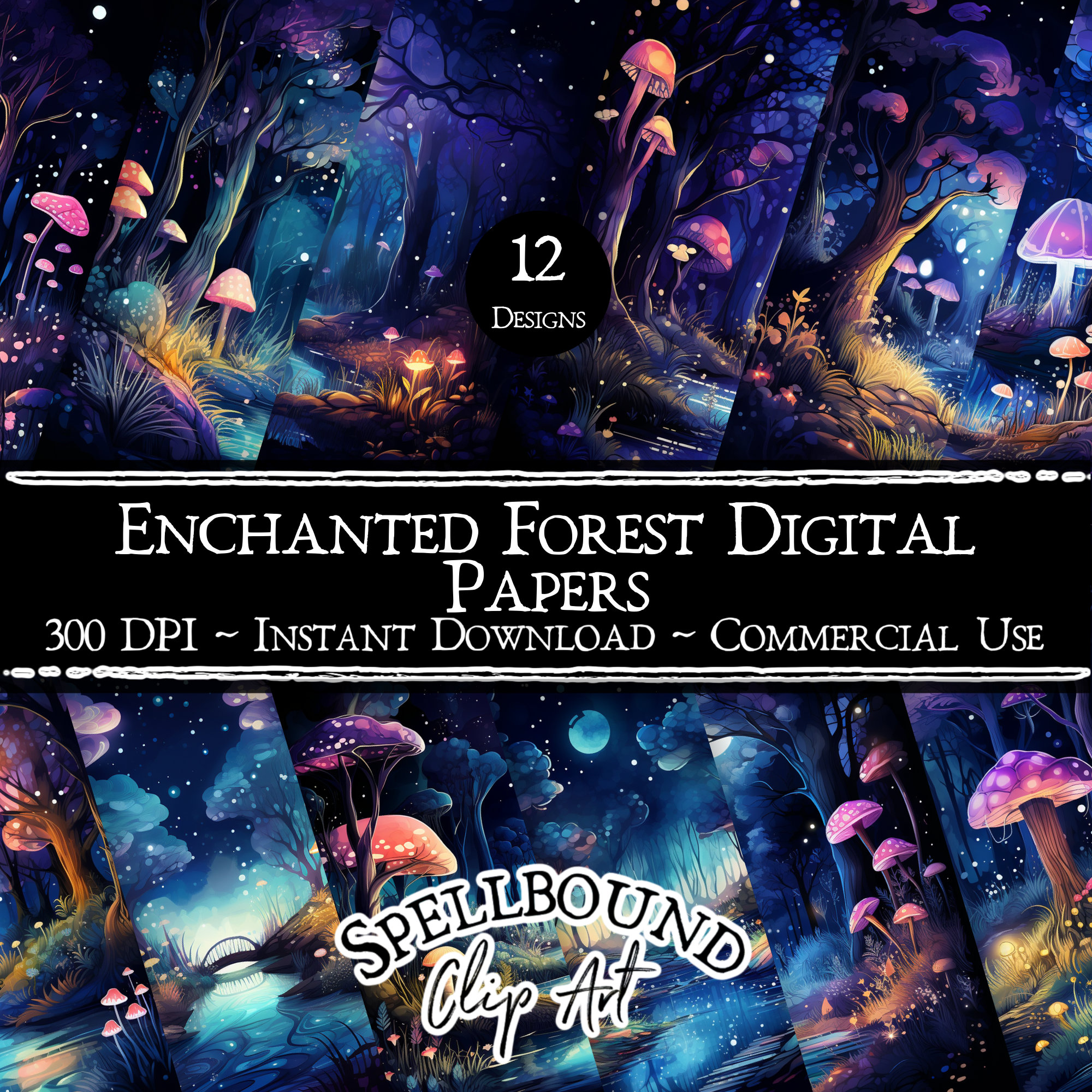 Enchanted Forest Digital Papers Commercial Use Instant Download ...