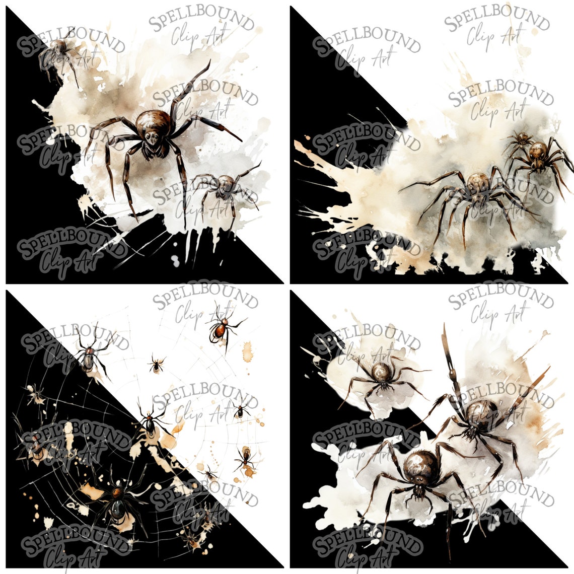 Spooky Spiders Digital Clipart Commercial Use Instant - Etsy