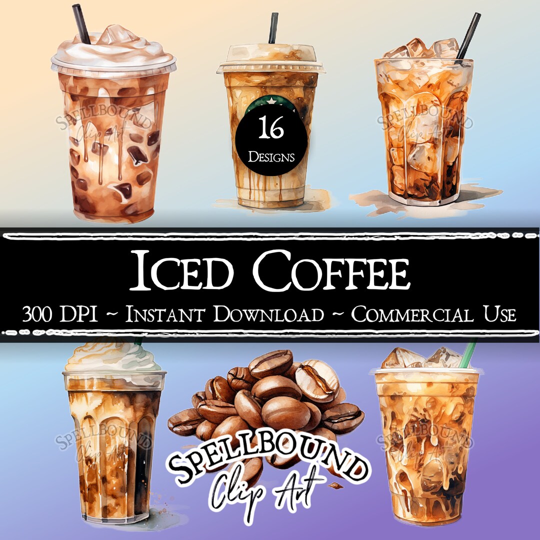 Iced Coffee Digital Clipart, Commercial Use, Instant Download ...