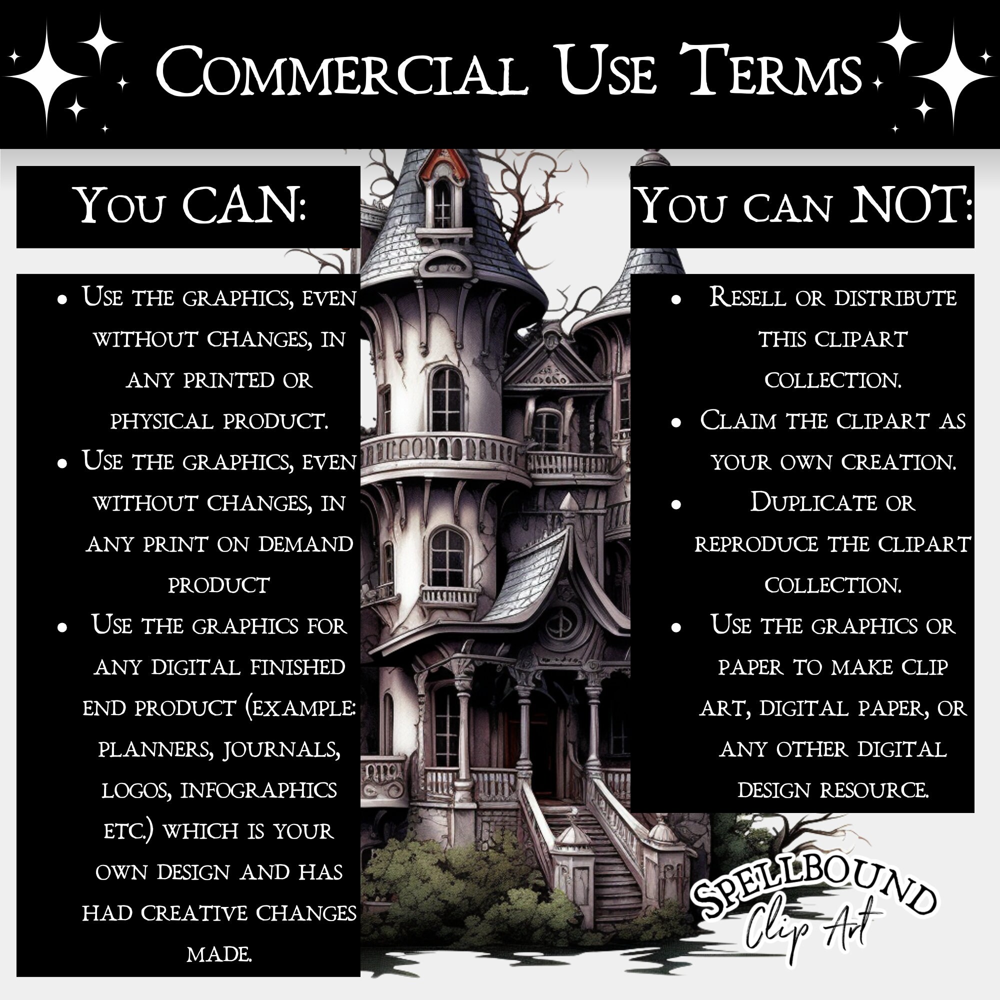 Haunted Houses Digital Clipart, Commercial Use, Instant Download, Fall ...