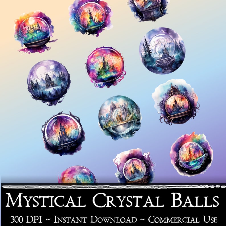 Crystal Ball Digital Clipart, Commercial Use, Instant Download, Witch ...
