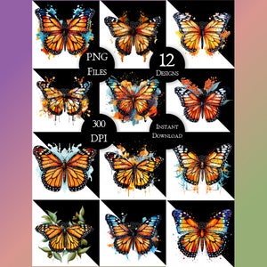 Monarch Butterflies Digital Clipart, Commercial Use, Instant Download ...