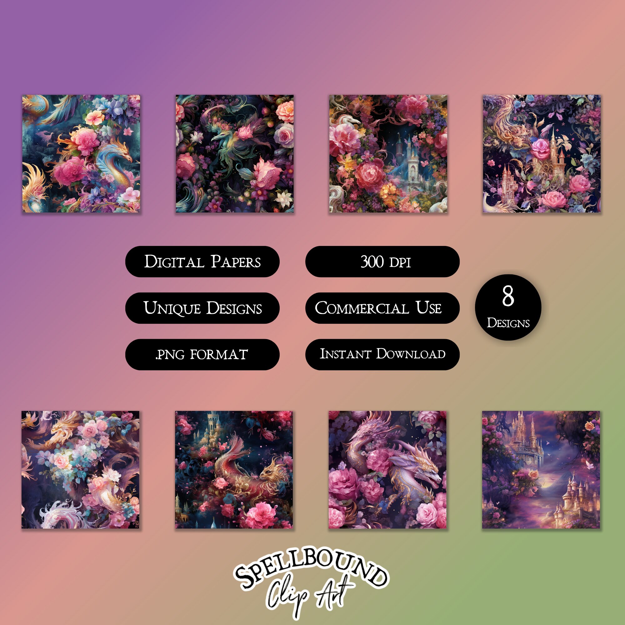 Fantasy Beasts Seamless Digital Papers, Commercial Use, Instant ...