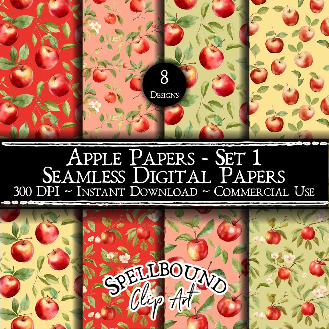 Apple Seamless Digital Papers, Commercial Use, Instant Download, Apple ...