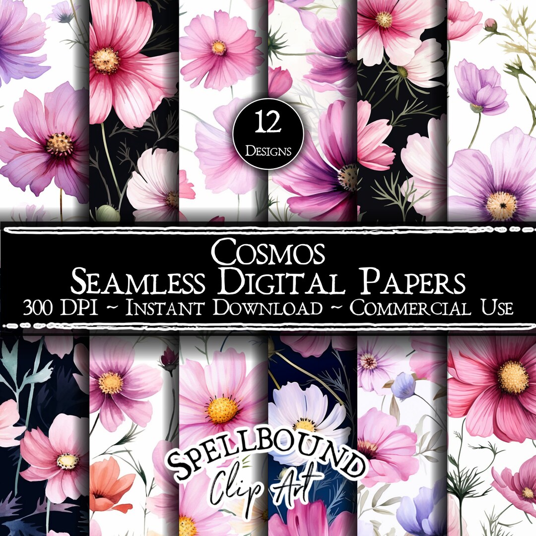 Cosmos Seamless Digital Papers, Commercial Use, Instant Download ...