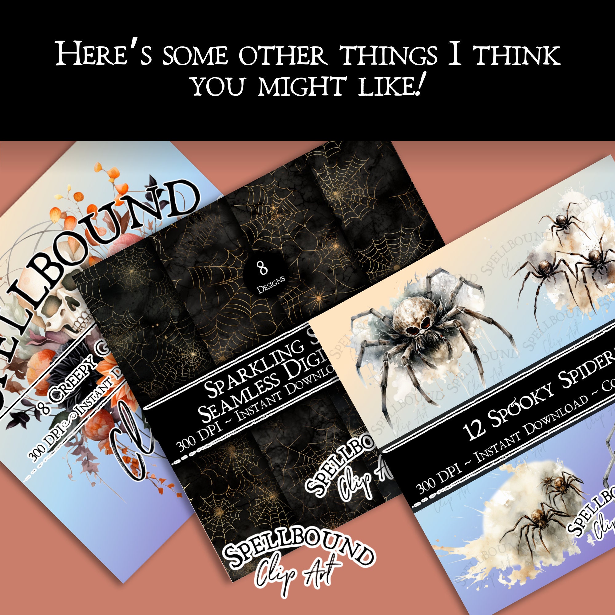 Spiders Digital Clipart, Commercial Use, Instant Download, Halloween ...